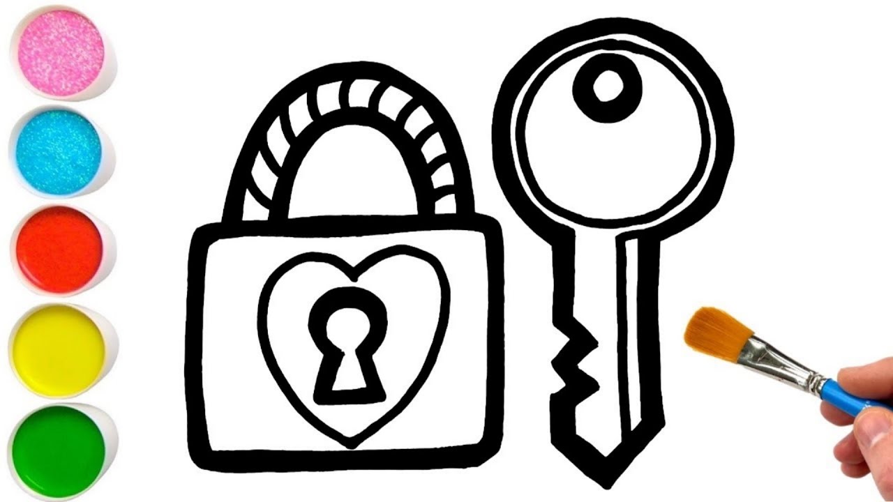 Key and Lock Drawing, Painting, Coloring for Kids & Toddlers | Easy ...
