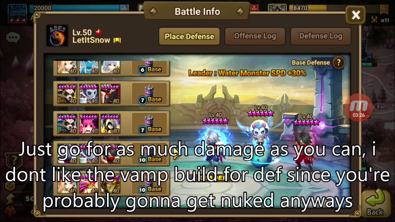 Summoners War - G3 Siege Def Showcase From LetItSnow - YouTube