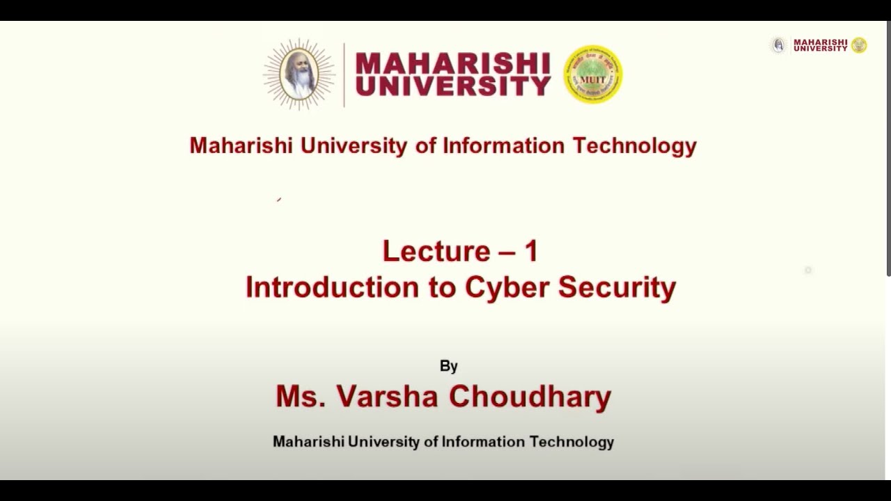 Cyber Security | Introduction to Cyber Security | Ms. Varsha Chaudhary ...