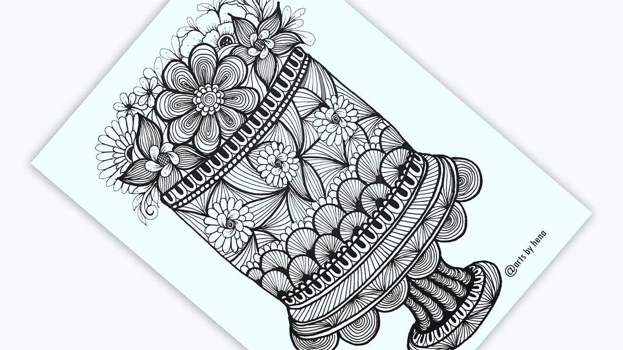 🌸 How to draw easy cake with zentangle art for beginners 🌸 Zentangle ...