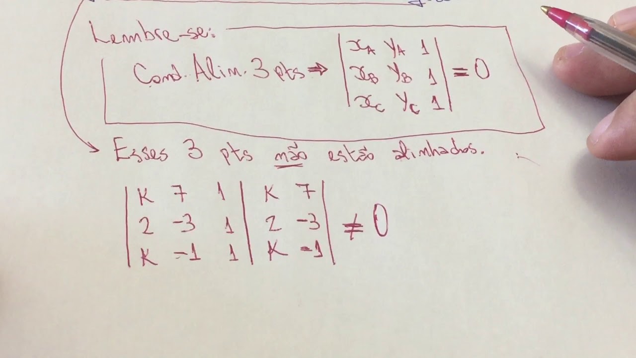 Geometria Analítica Q8 Condição De Alinhamento De Três Pontos Youtube