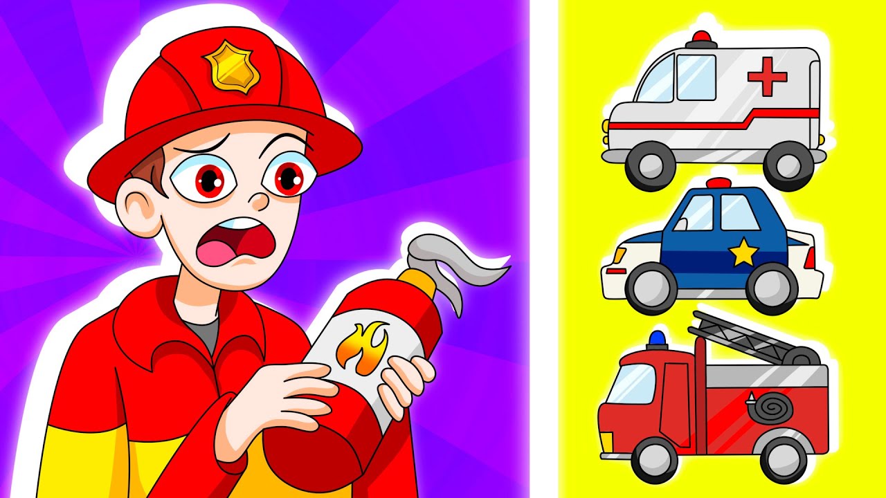 Brave Rescue Team Ambulance, Fire Truck, Police Car | Kids songs - YouTube