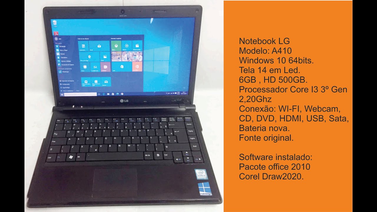 jobnots_ Notebook LG A410 CORE I3 6GB HD 500GB Windows 10. - YouTube