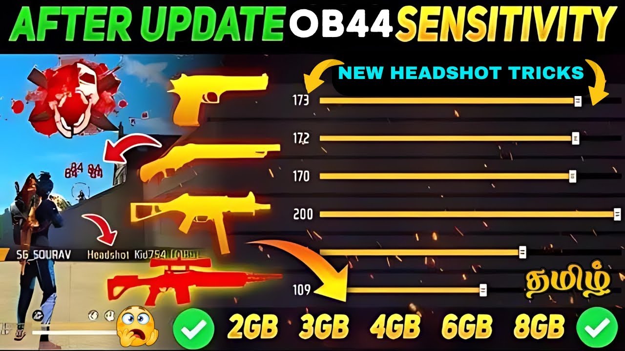AFTER OB44 UPDATE BEST SENSITIVITY FOR ONE TAP AND HEADSHOT IN FREEFIRE ...