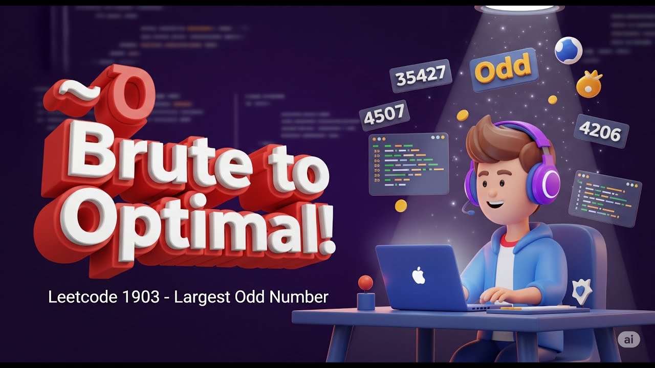 🔴 Live | Day-7 | Brute Force to Optimal | Leetcode 1903 - Largest Odd ...