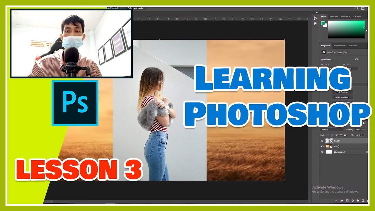 Learning Photoshop Lesson 3 - Using some tool and adding photo in ...