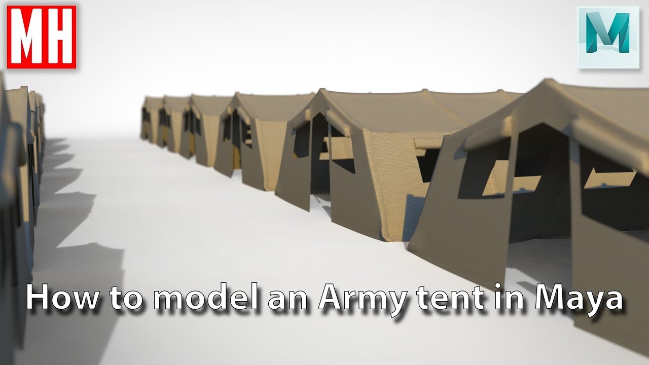 How to 3D model an ARMY tent in Autodesk Maya 2019 - YouTube