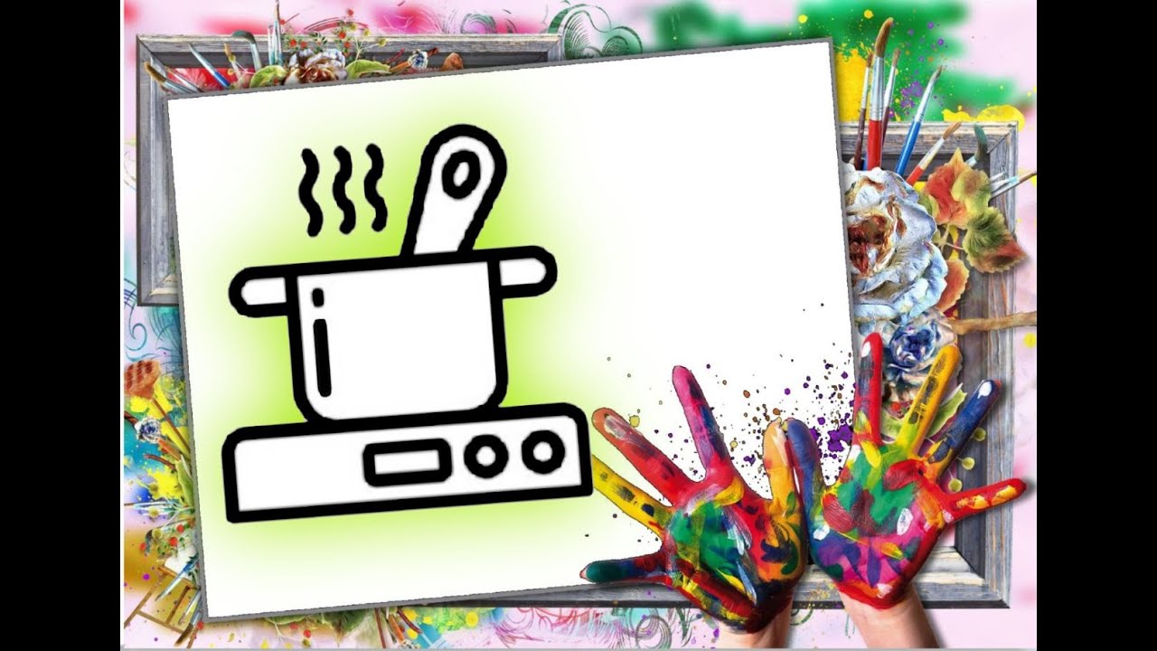 How to draw a pan on the stove/step by step - YouTube