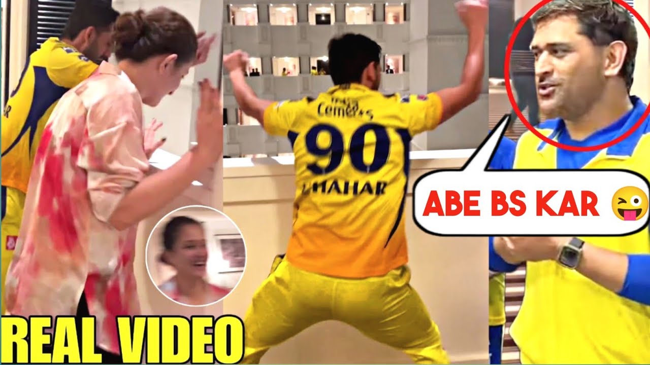 Deepak Chahar Crazy DANCE Celebration In Front Of Wife And Dhoni After CSK Win IPL Final - YouTube