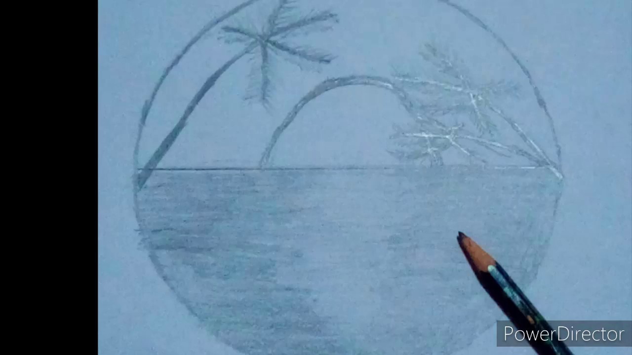 Sunset scenery with pencil shading drawing - YouTube