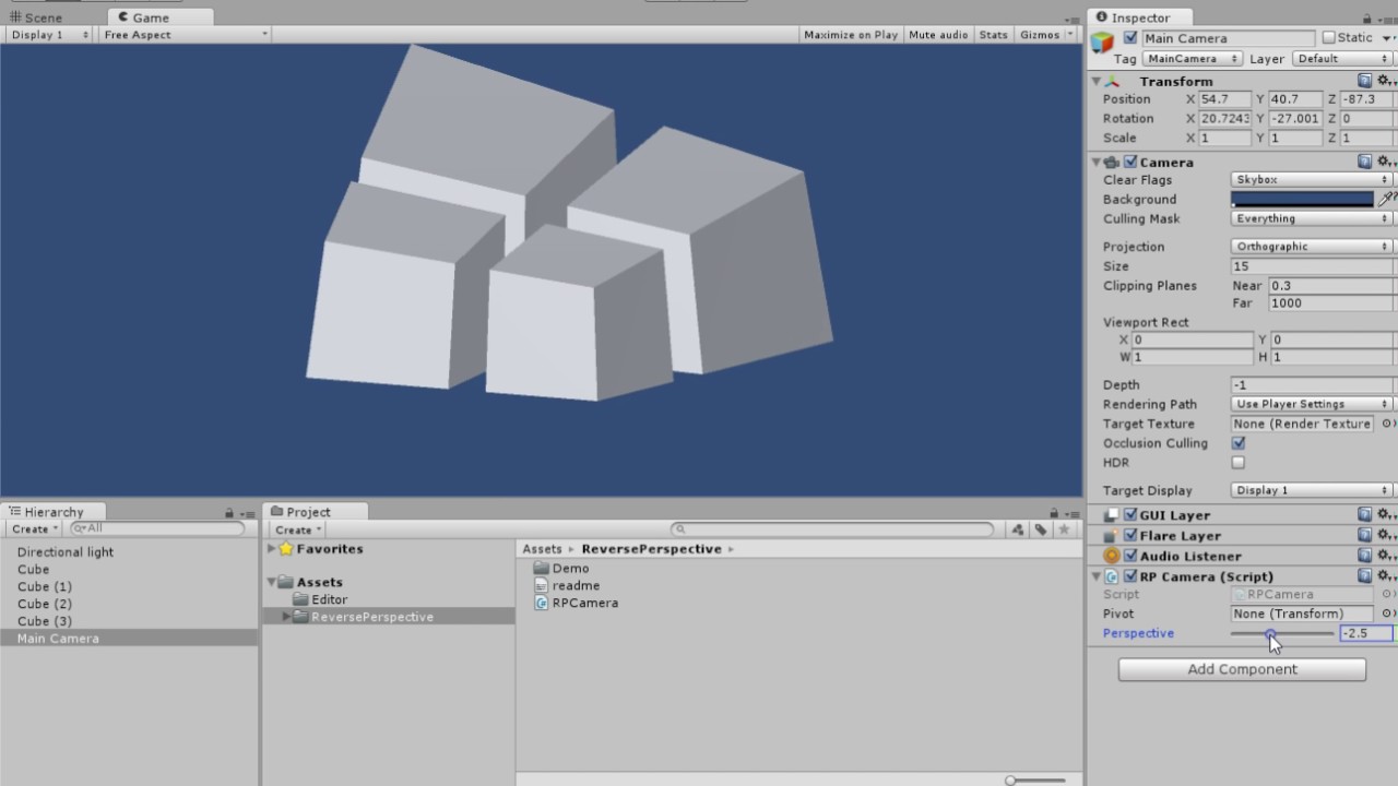 Reverse Perspective Camera Component for Unity3d - YouTube