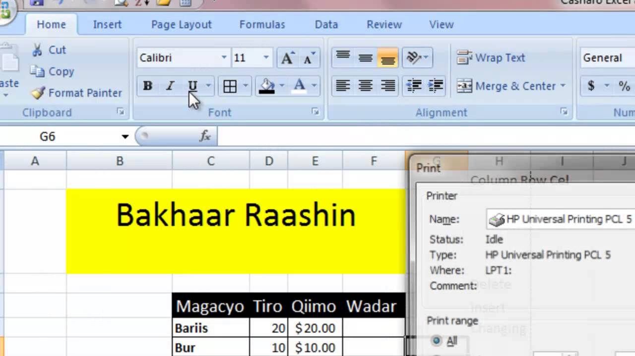 Lesson 08 Print and Print preview - Microsoft Excel 2007 - Sahalsoftware - YouTube