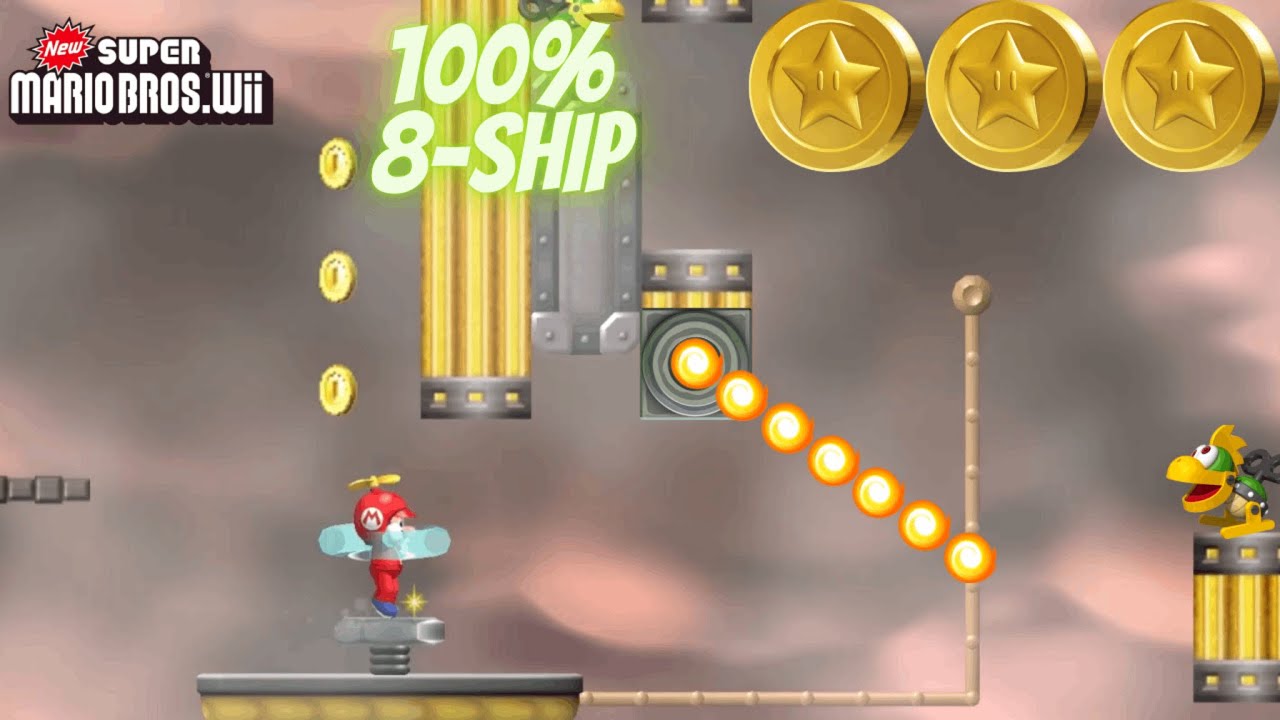 [New Super Mario Bros. Wii] 8-Ship All 3 Star Coins 100% - YouTube