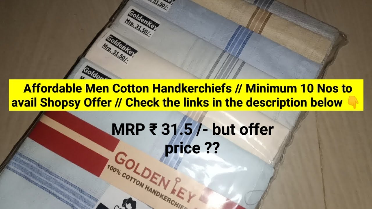 Affordable Men Cotton Handkerchiefs // Minimum 10 Nos to avail Shopsy ...