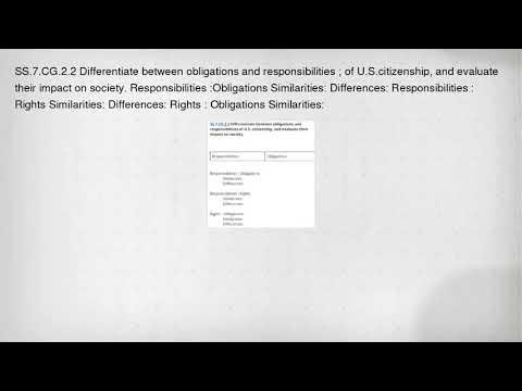 SS.7.CG.2.2 Differentiate between obligations and responsibilities ; of ...
