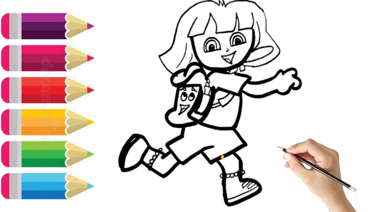 Dora drawing for kids and toddlers|How to draw Dora|Easy drawing for ...