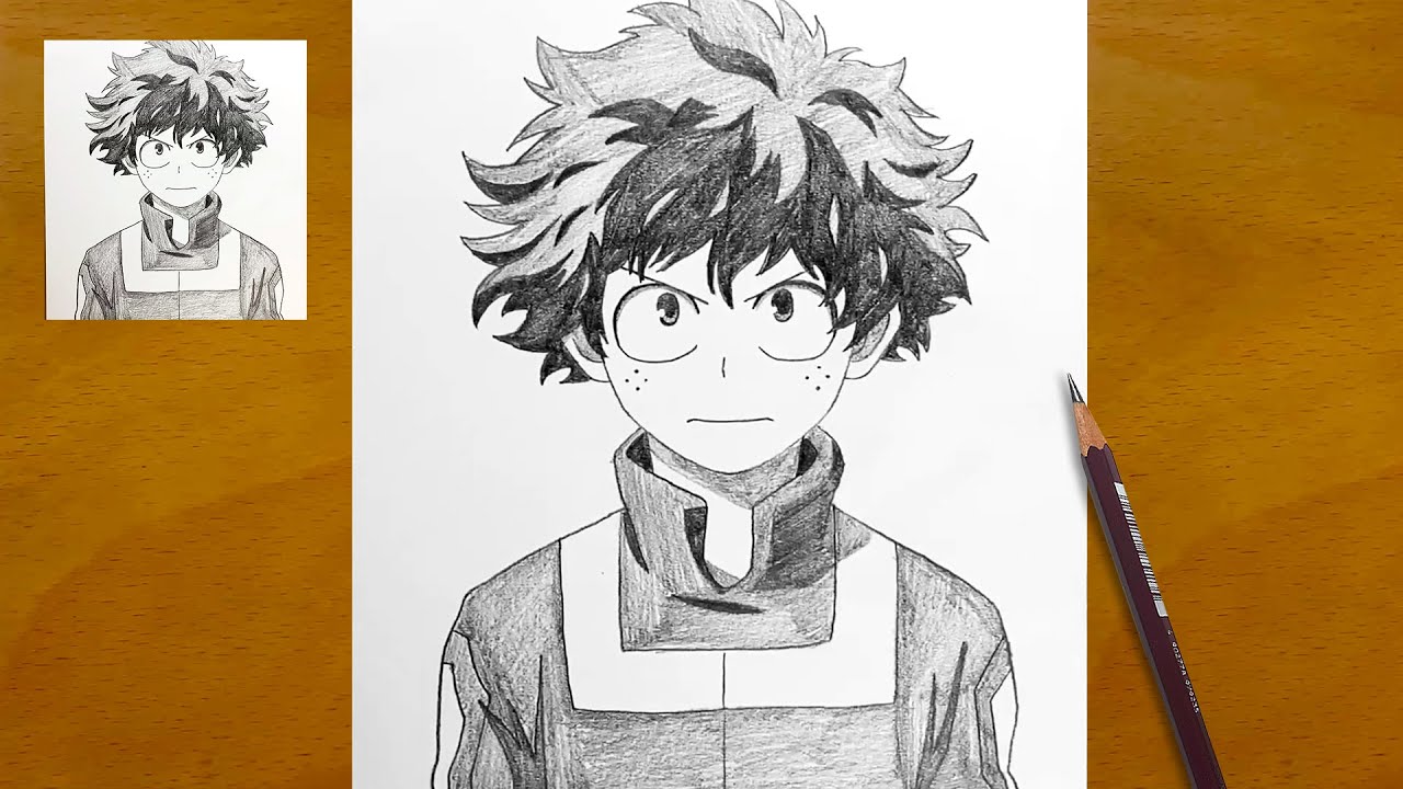 Anime Drawing || How to Draw Deku from My Hero Academia || Easy Sketch ...