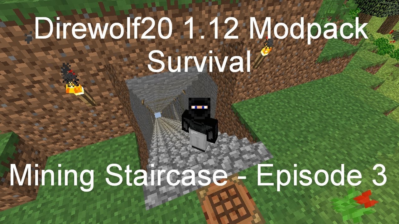 Mining Staircase - Direwolf20 1.12 Modpack Survival [Episode 3] - YouTube
