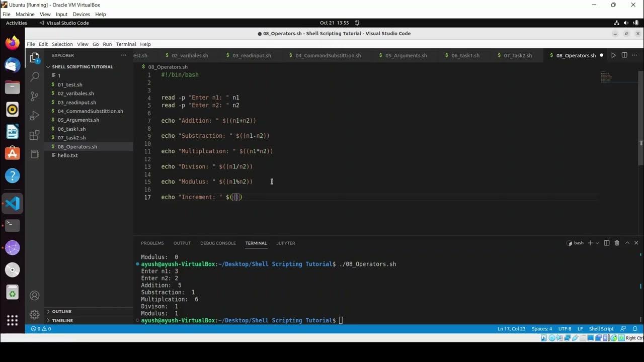 Shell Scripting Tutorial Operators Youtube