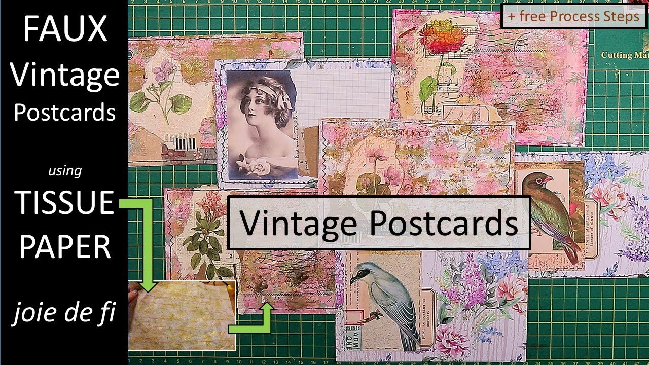 Faux Vintage Postcards ⭐ How To Cheat With Tissue Paper Easy Tutorial ...