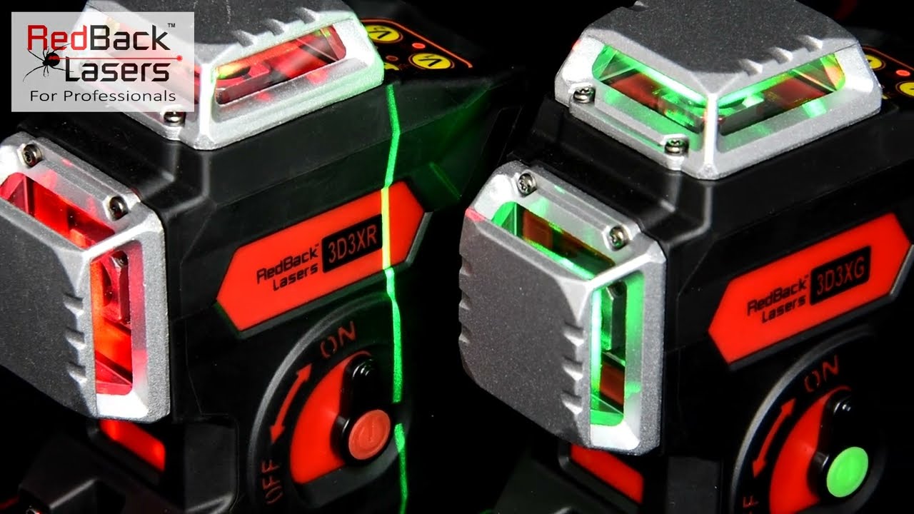 RedBack Lasers 3D3X professional series of 3D 360 line lasers - YouTube