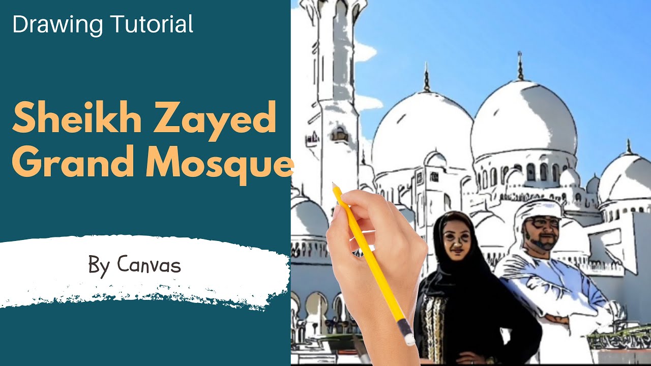 Sheikh Zayed Grand Mosque Drawing Tutorial | Architectural Sketching ...