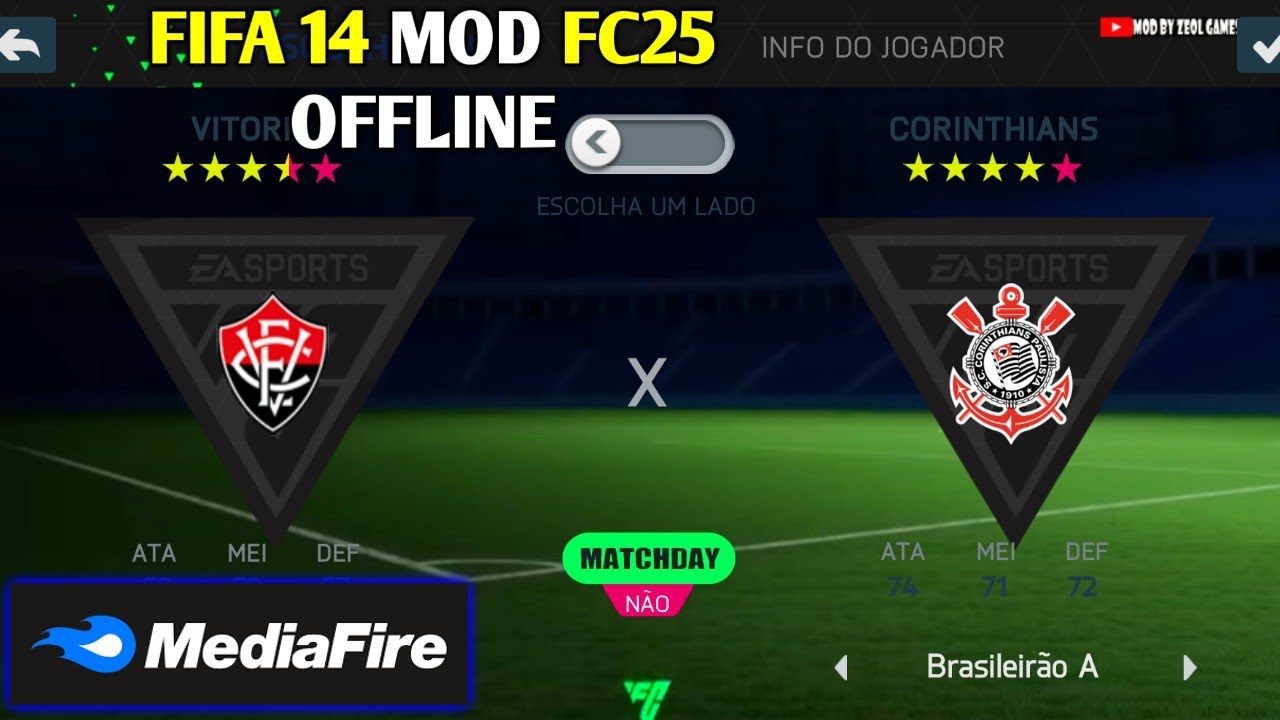 FIFA 14 MOD EA SPORTS FC 25 OFFLINE NOVA ATUALIZAÇÃO DO MODO FIFA 14 ...