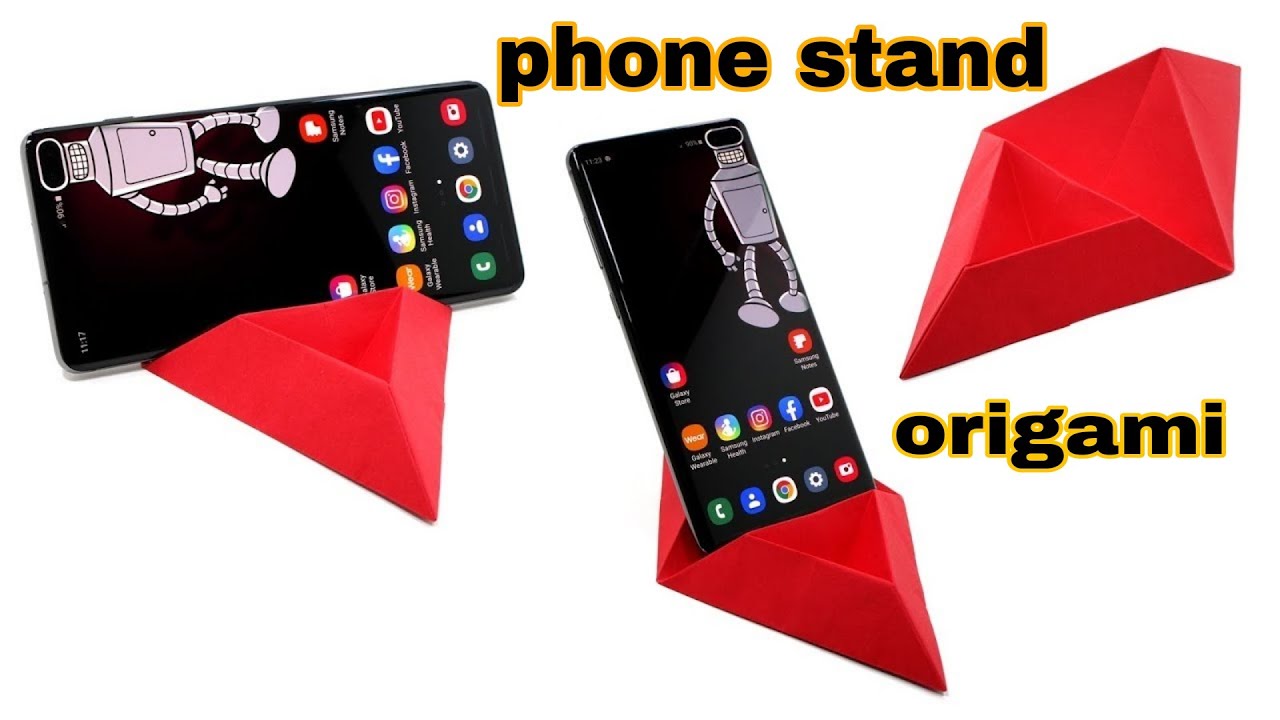 How to make Origami phone stand holder | paper Mobile holder base - YouTube