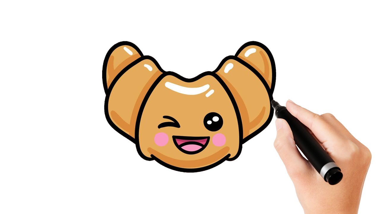 How to Draw a Cute Croissant | Easy Drawings For Kids 🥐 - YouTube