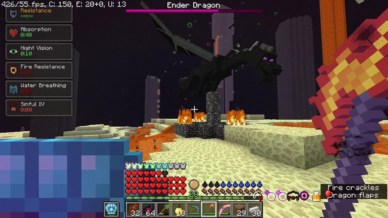 Minecraft: RLcraft - Ender Dragon, but it's sticky + event + no flying ...