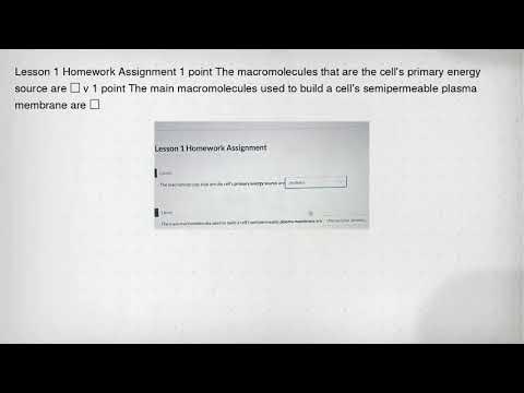 Lesson 1 Homework Assignment 1 point The macromolecules that are the ...