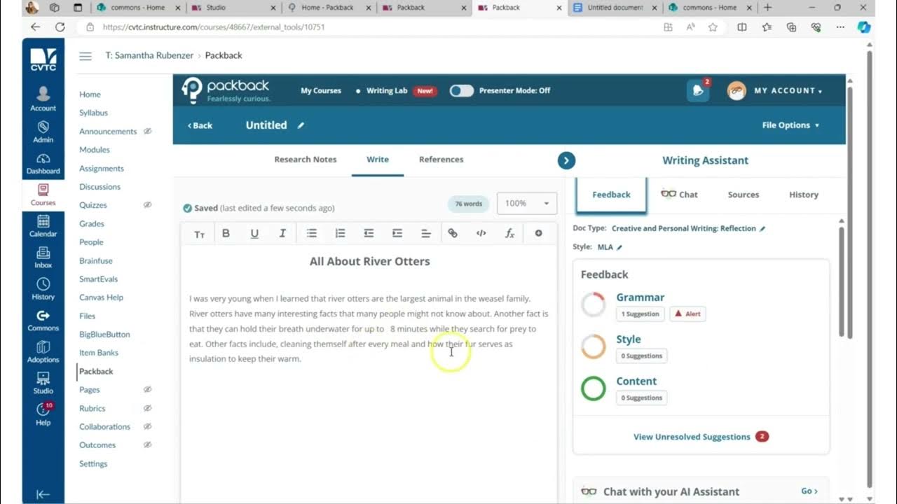 PackBack Writing Lab Tutorial - YouTube
