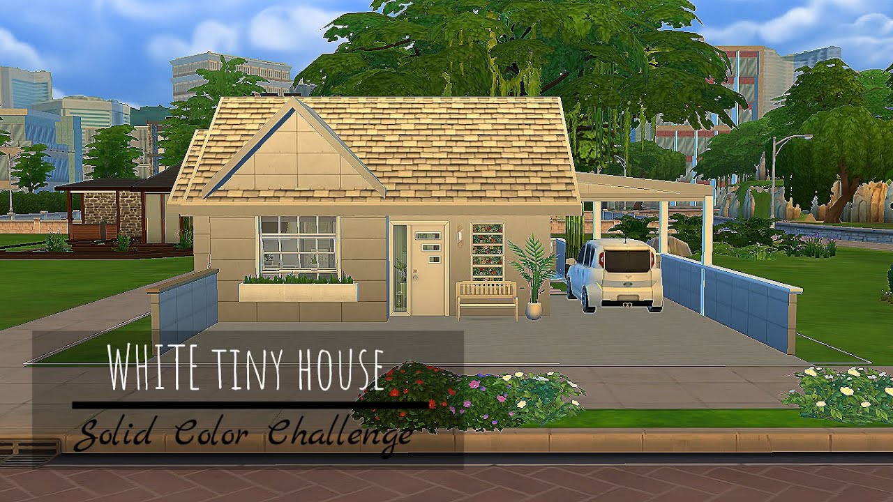WHITE TINY HOUSE | Solid Color Challenge |The Sims 4 | Speed Build | No ...