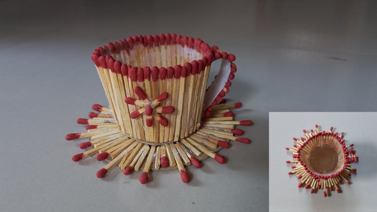 Tea Cup Craft Easy || Matchstick Art and Craft Ideas Easy - YouTube