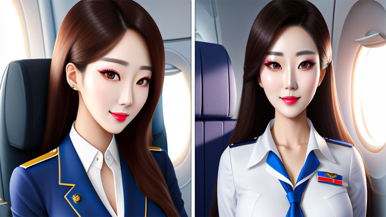 Hot Stewardess Girl On Your Plane | AI lookbook | AI art | AI 룩북 | 비행기의 ...