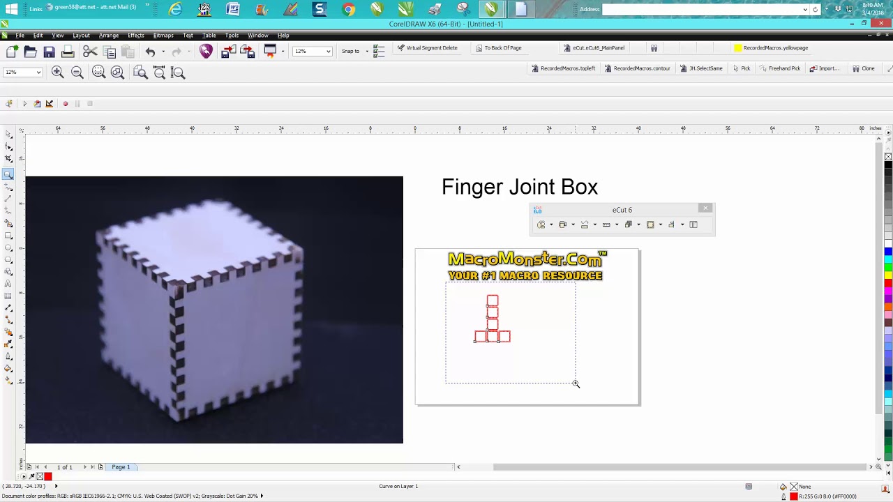 Corel Draw Tips & Tricks Macro E CUT MacroMonster Finger Box Joint ...