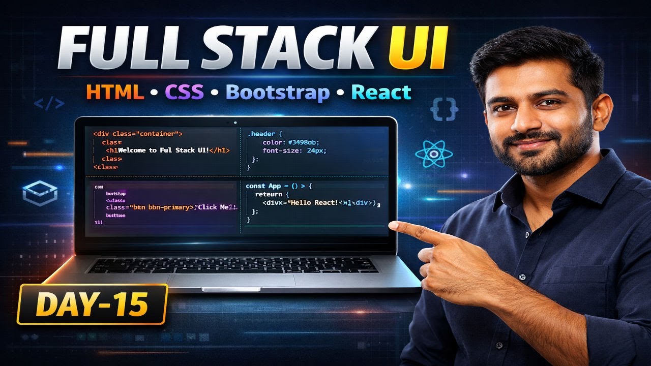 Full Stack UI Development Day 15 | HTML CSS Bootstrap React | Frontend ...