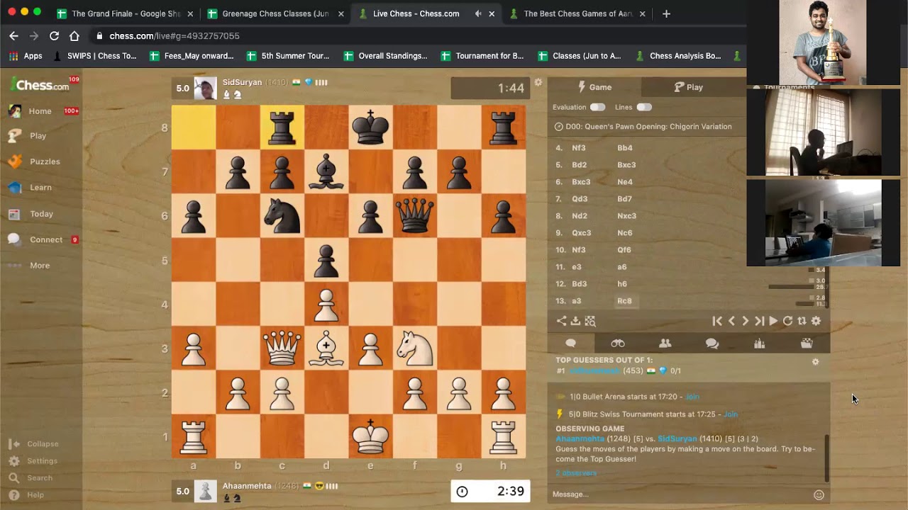 Coin toss in Chess!!! - FINAL game Ahaan vs Sidharth - Summer ...