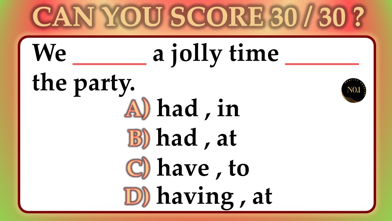 30 Grammar Quiz | English Grammar Tenses Full | English Grammar Test ...