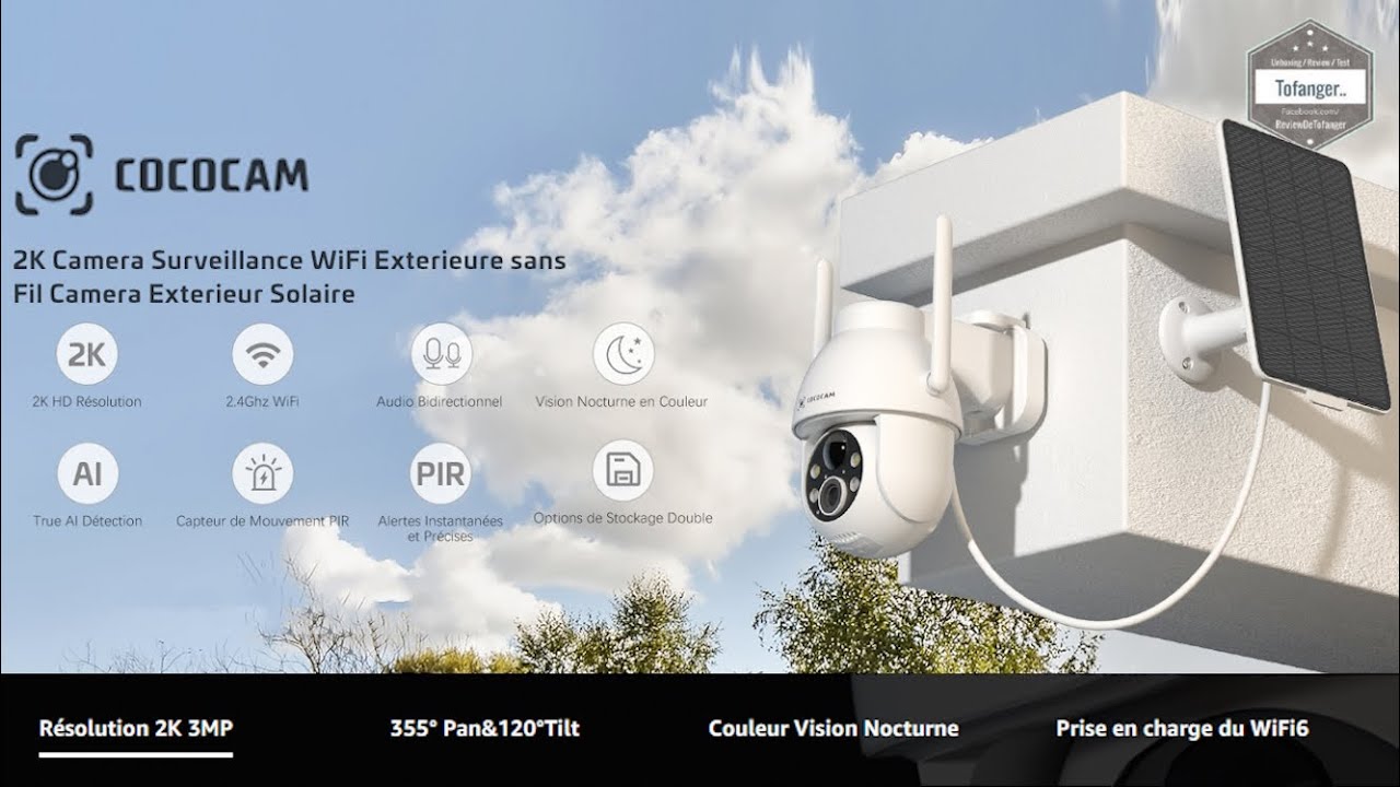 COCOCAM 2K Camera Surveillance WiFi Exterieure solaire - App Cococam ...
