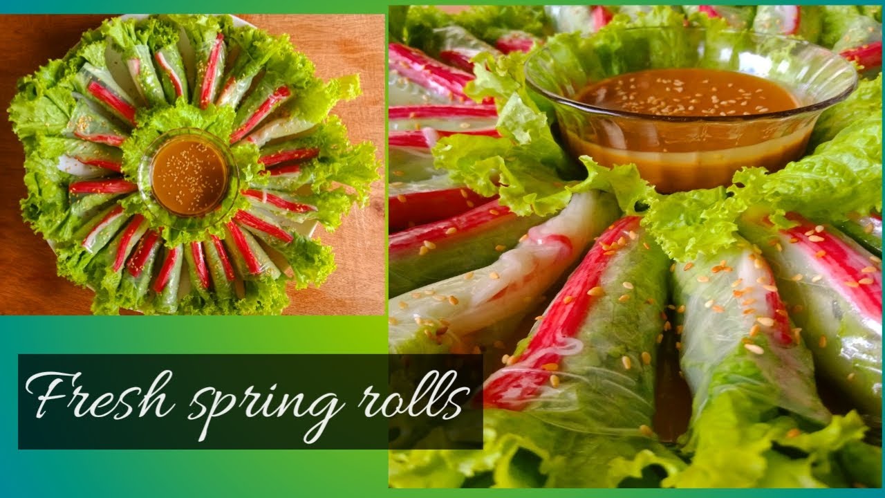 Fresh spring rolls with crab stick - YouTube