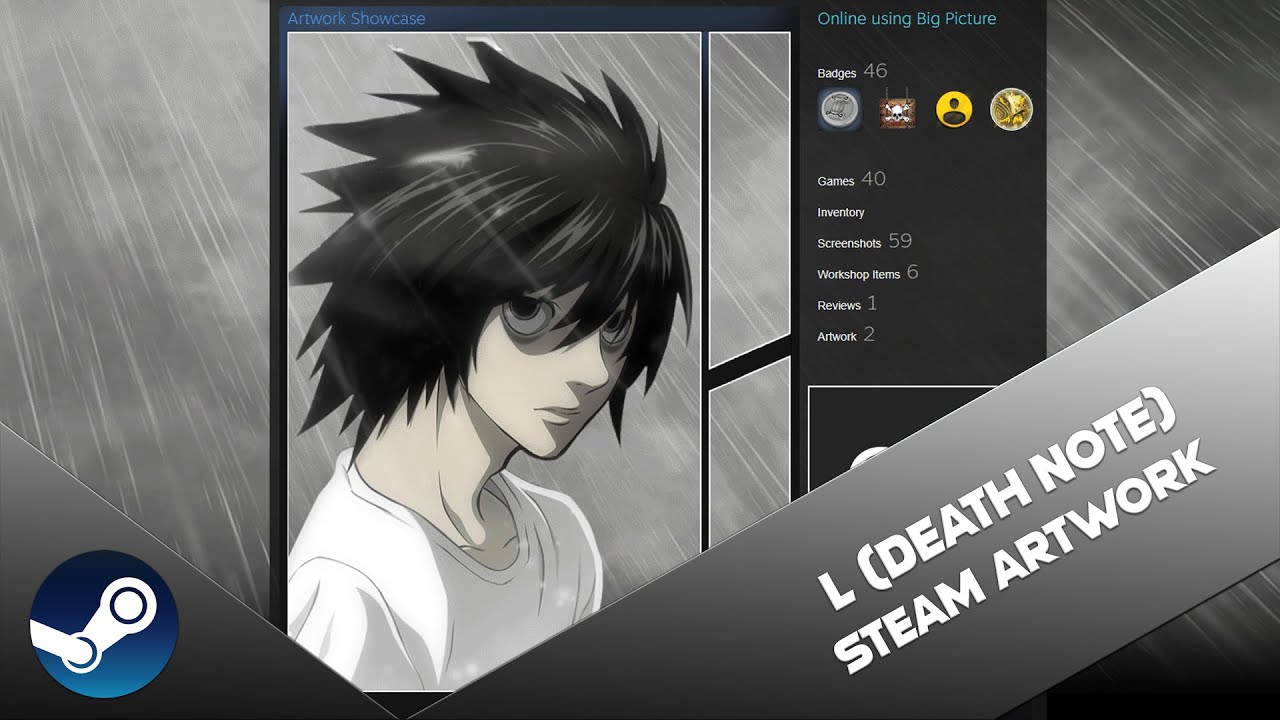 L (Death Note) | Animated Steam Artwork Speed Art [DryreL] - YouTube