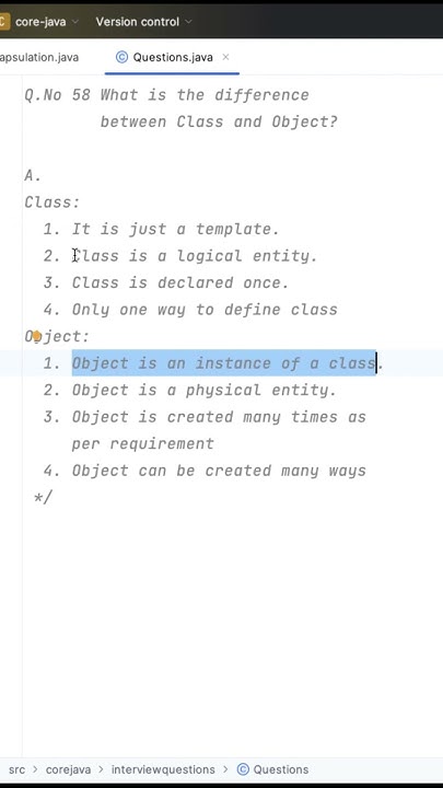58 What Is The Difference Between Class And Object Interviewquestions Javaprogramming Youtube