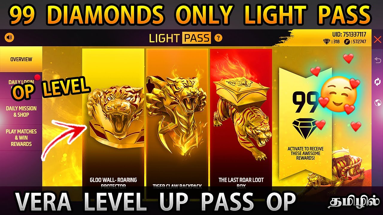 New Light Pass 99 Diamonds Only | New Level Up Pass Vera Level | Level ...