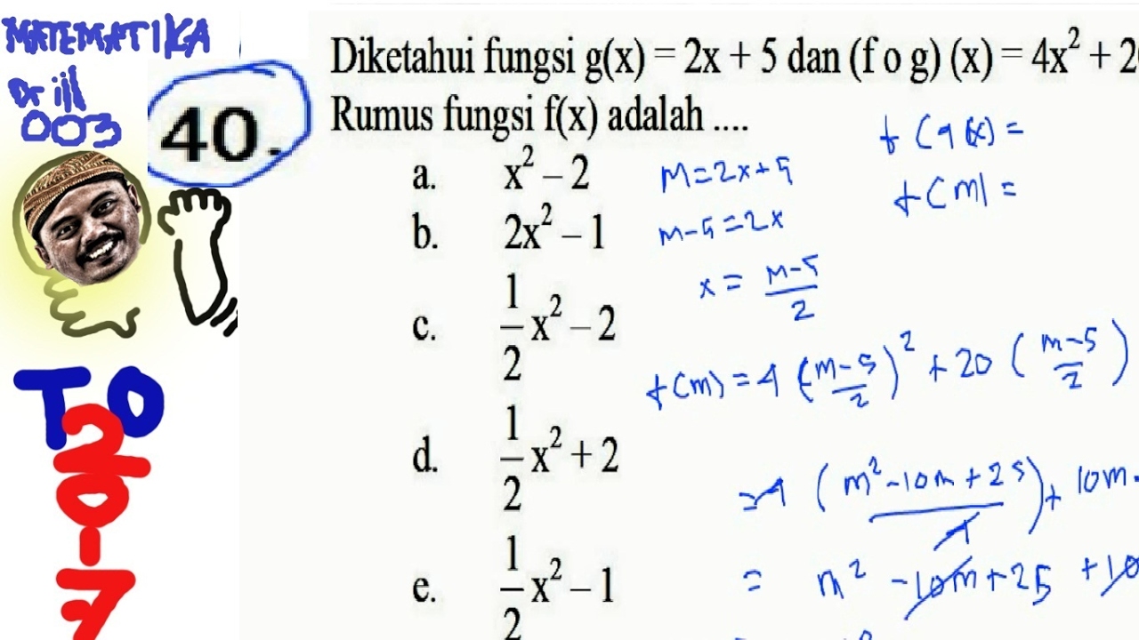 un sma matematika 2017, prediksi, pembahasan no 40, komposisi fungsi ...