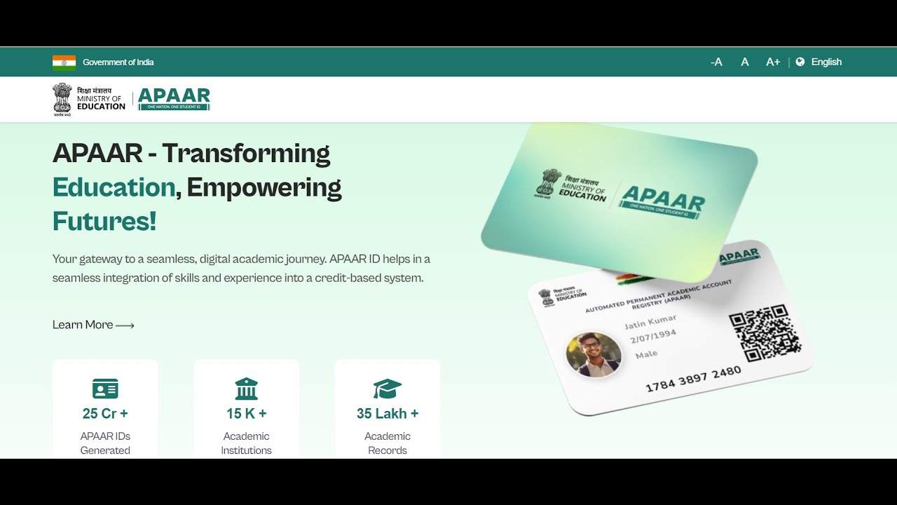 APAAR/ABC ID: APAAR-Revolutionizing Education with the Automated ...