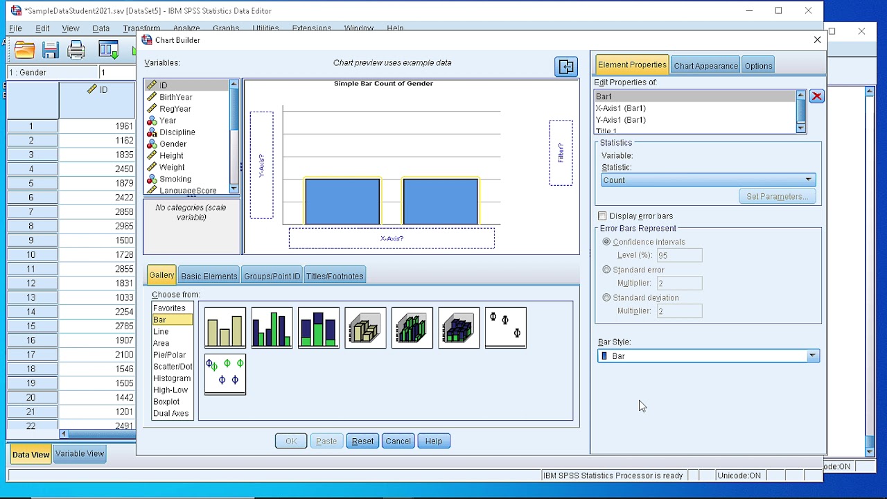 SPSS Explore Data / How to Create a Bar Chart for one Categorical ...