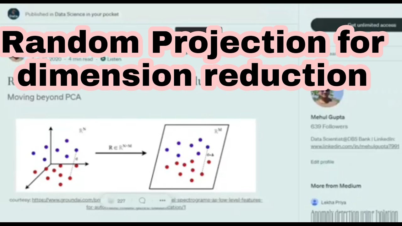 Dimension Reduction Using Random Projection Youtube