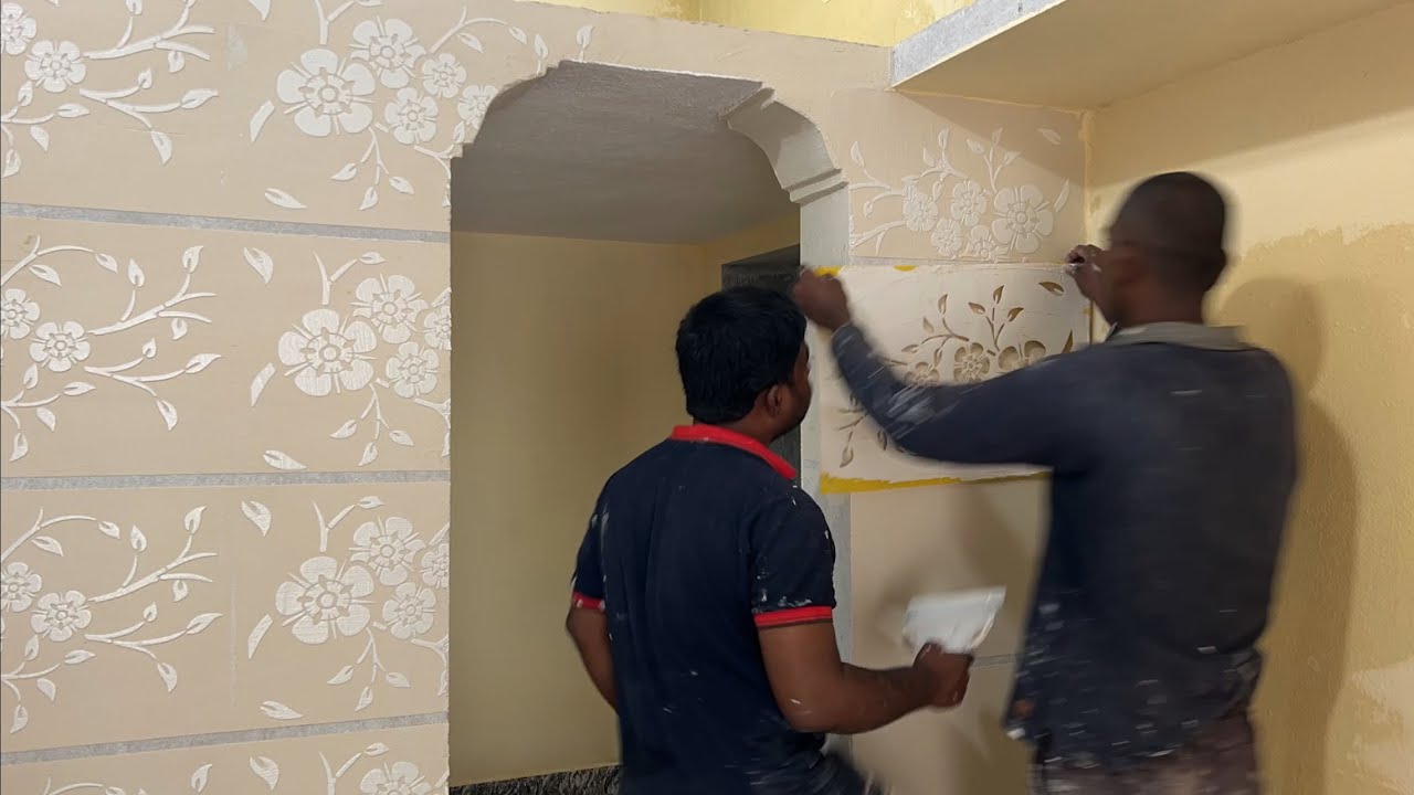 interior Wall Texture design easy to make | wall painting ideas - YouTube