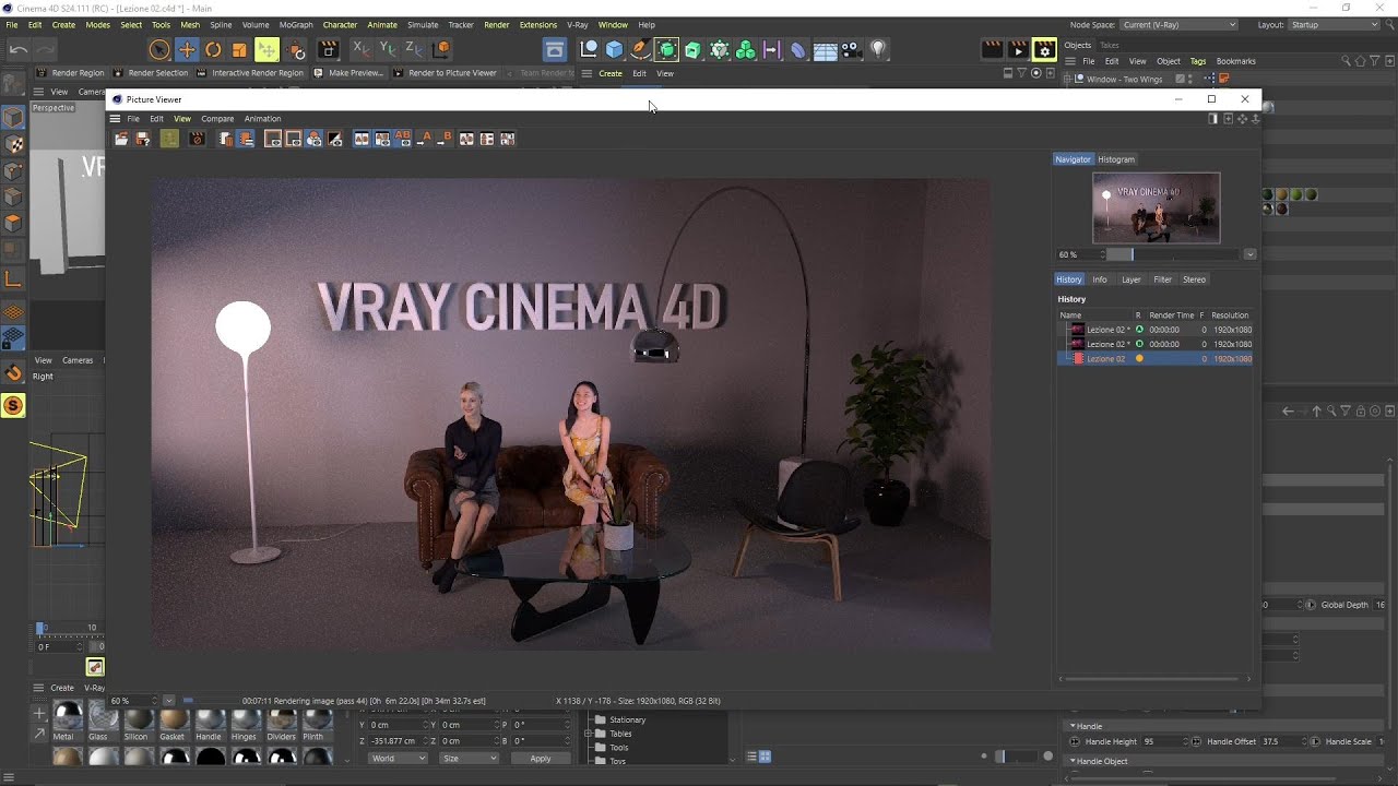 VRAY Cinema 4D - 02 - Insert Models and Props from Cosmos Browser and Cinema 4D Asset Browser ...